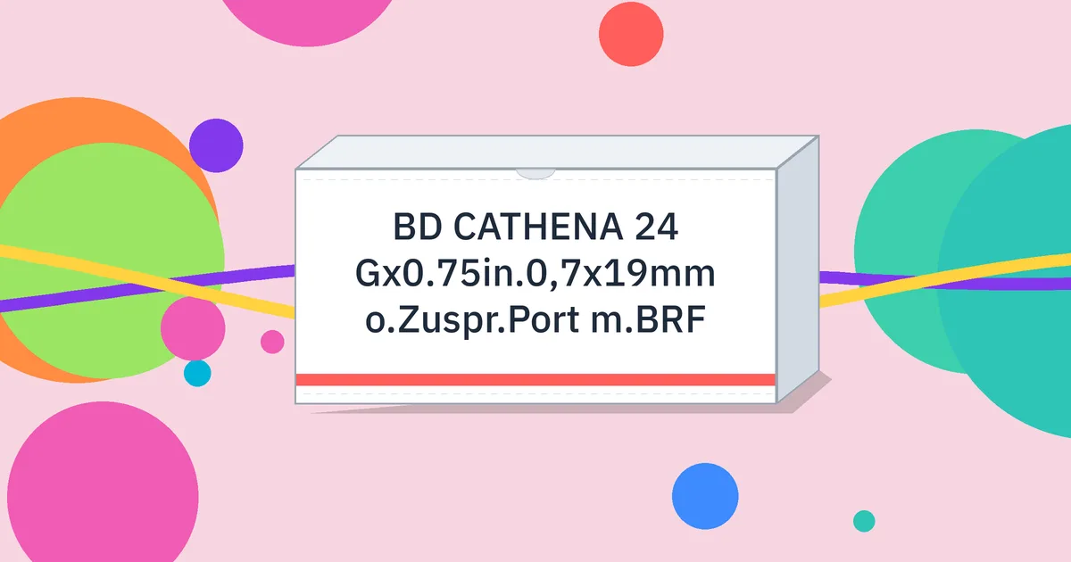 Symbolbild: Packung mit der Aufschrift BD CATHENA 24 Gx0.75in.0,7x19mm o.Zuspr.Port m.BRF (PZN 16934590) – Verfügbarkeit und Bezug in Apotheken in Frankfurt am Main
