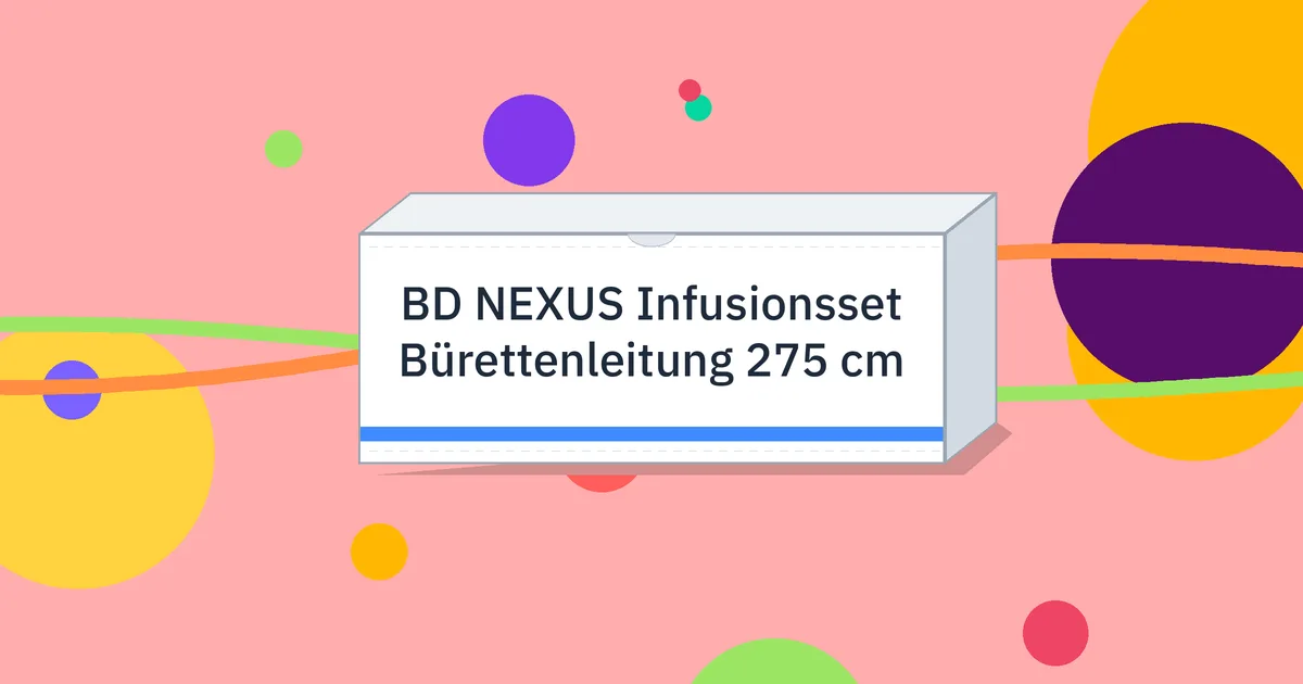 Symbolbild: Packung mit der Aufschrift BD NEXUS Infusionsset Bürettenleitung 275 cm (PZN 19302040) – Verfügbarkeit und Bezug in Apotheken in Frankfurt am Main