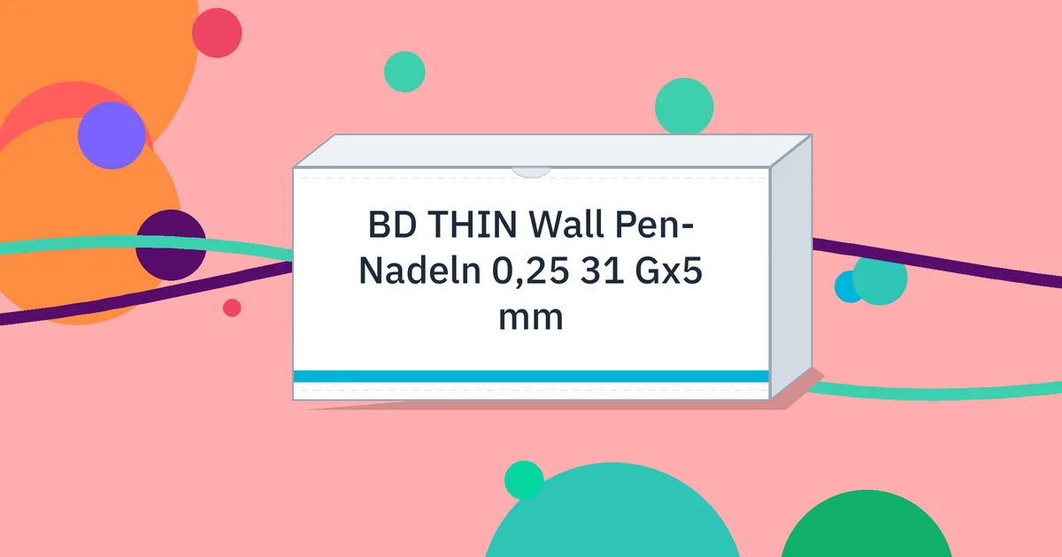 Symbolbild: Packung mit der Aufschrift BD THIN Wall Pen-Nadeln 0,25 31 Gx5 mm (PZN 16605308) – Verfügbarkeit und Bezug in Apotheken in Frankfurt am Main