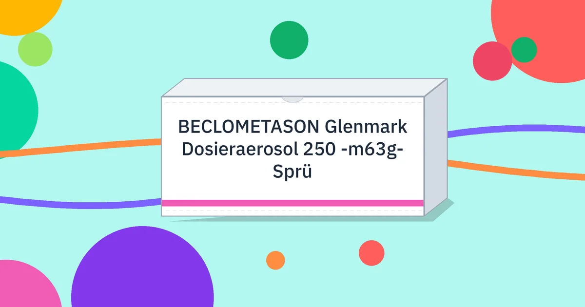Symbolbild: Packung mit der Aufschrift BECLOMETASON Glenmark Dosieraerosol 250 -m63g-Sprü (PZN 16894212) – Verfügbarkeit und Bezug in Apotheken in Frankfurt am Main