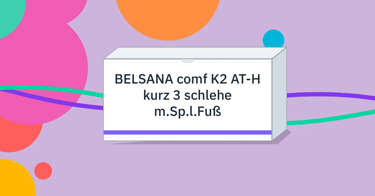 Symbolbild: Packung mit der Aufschrift BELSANA comf K2 AT-H kurz 3 schlehe m.Sp.l.Fuß (PZN 12329627) – Verfügbarkeit und Bezug in Apotheken in Frankfurt am Main