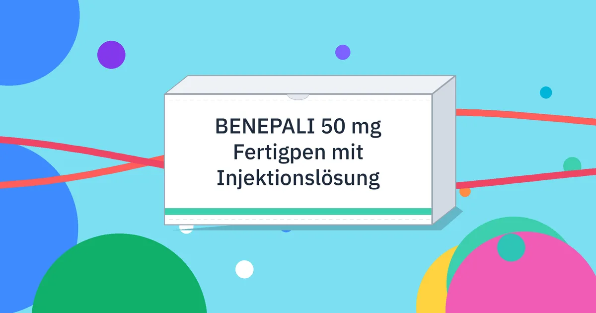 Symbolbild: Packung mit der Aufschrift BENEPALI 50 mg Fertigpen mit Injektionslösung (PZN 16154320) – Verfügbarkeit und Bezug in Apotheken in Frankfurt am Main
