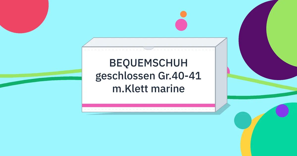Symbolbild: Packung mit der Aufschrift BEQUEMSCHUH geschlossen Gr.40-41 m.Klett marine (PZN 16170425) – Verfügbarkeit und Bezug in Apotheken in Frankfurt am Main