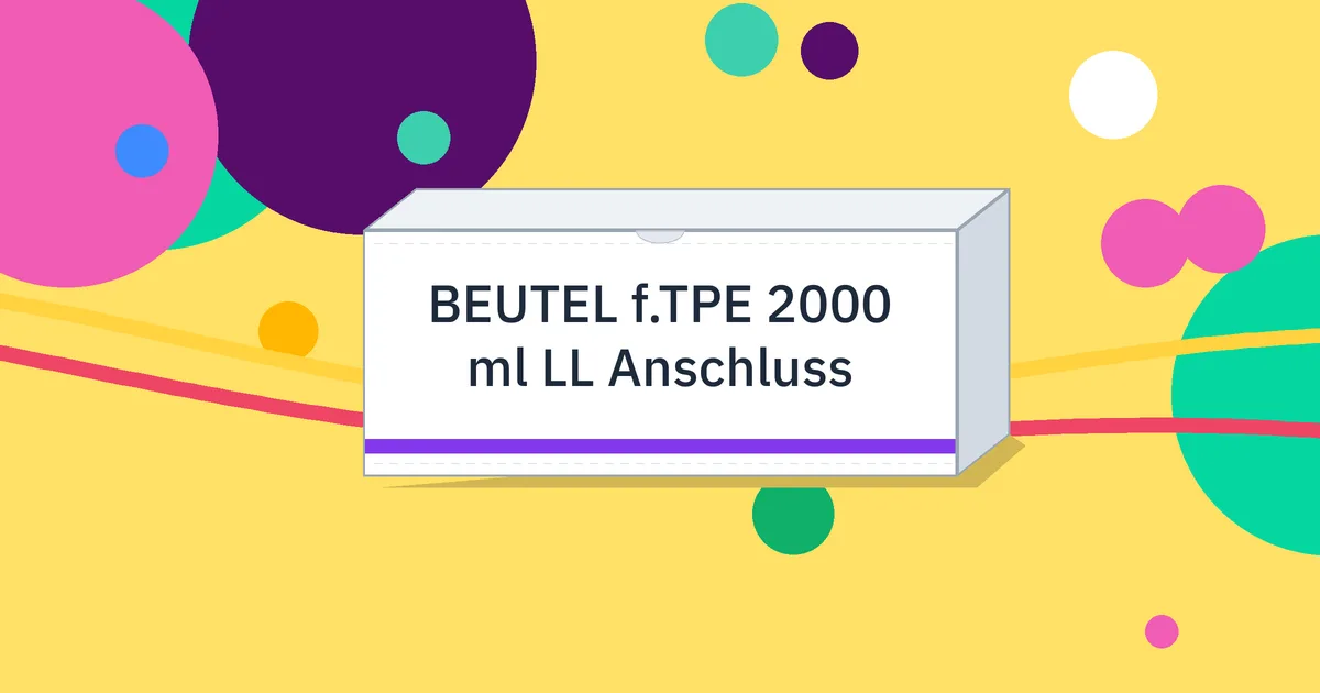 Symbolbild: Packung mit der Aufschrift BEUTEL f.TPE 2000 ml LL Anschluss (PZN 07331622) – Verfügbarkeit und Bezug in Apotheken in Frankfurt am Main