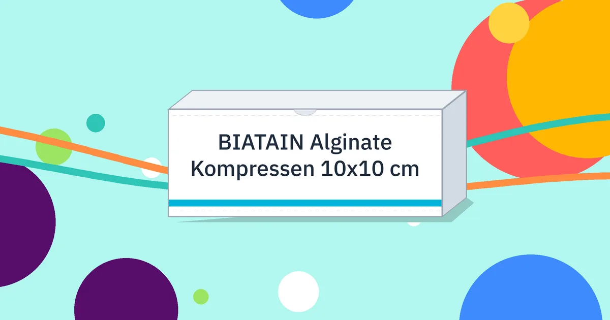 Symbolbild: Packung mit der Aufschrift BIATAIN Alginate Kompressen 10x10 cm (PZN 16515806) – Verfügbarkeit und Bezug in Apotheken in Frankfurt am Main