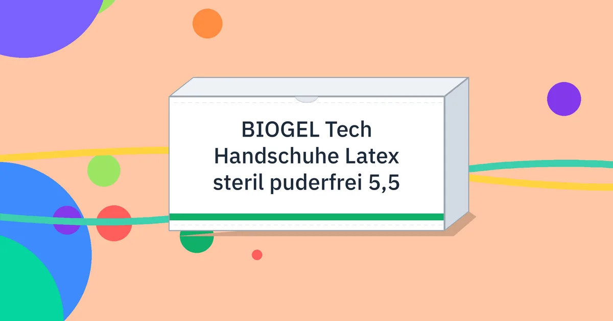 Symbolbild: Packung mit der Aufschrift BIOGEL Tech Handschuhe Latex steril puderfrei 5,5 (PZN 20867103) – Verfügbarkeit und Bezug in Apotheken in Frankfurt am Main