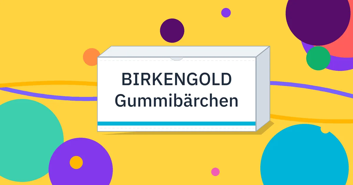 Symbolbild: Packung mit der Aufschrift BIRKENGOLD Gummibärchen (PZN 19290443) – Verfügbarkeit und Bezug in Apotheken in Frankfurt am Main