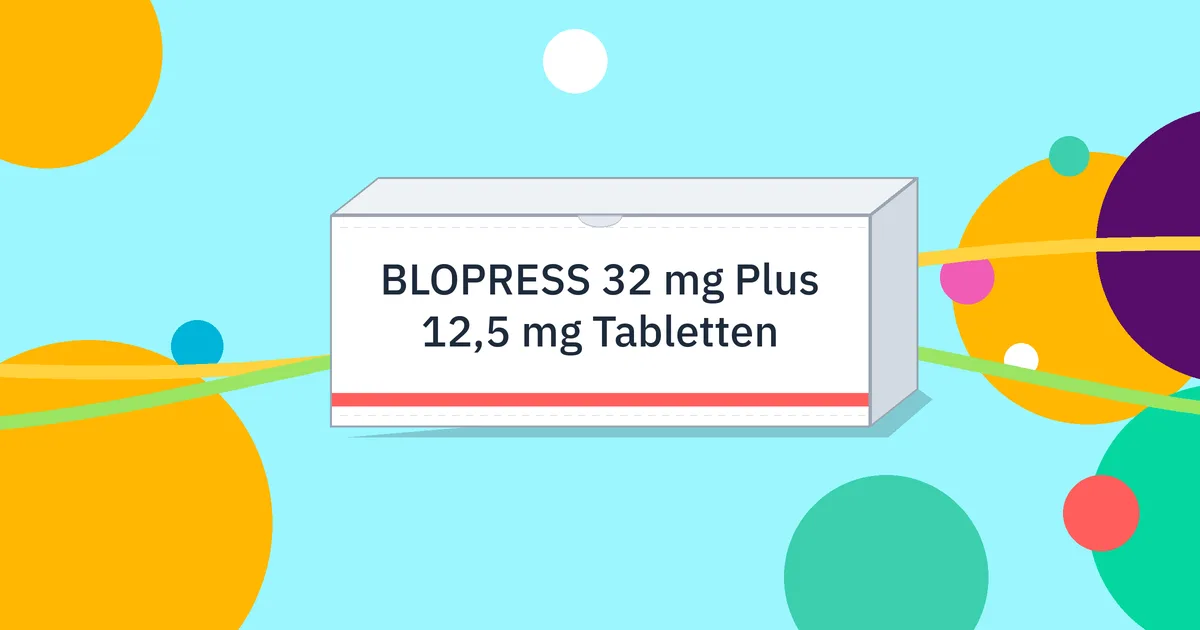 Symbolbild: Packung mit der Aufschrift BLOPRESS 32 mg Plus 12,5 mg Tabletten (PZN 07288760) – Verfügbarkeit und Bezug in Apotheken in Frankfurt am Main