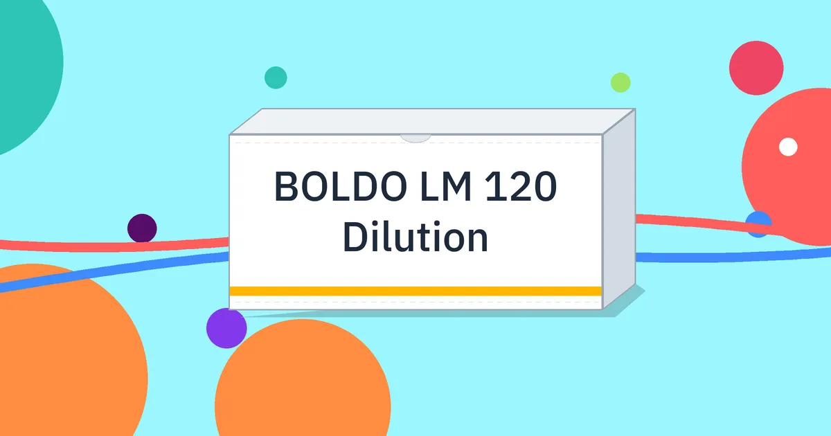 Symbolbild: Packung mit der Aufschrift BOLDO LM 120 Dilution (PZN 13390971) – Verfügbarkeit und Bezug in Apotheken in Frankfurt am Main