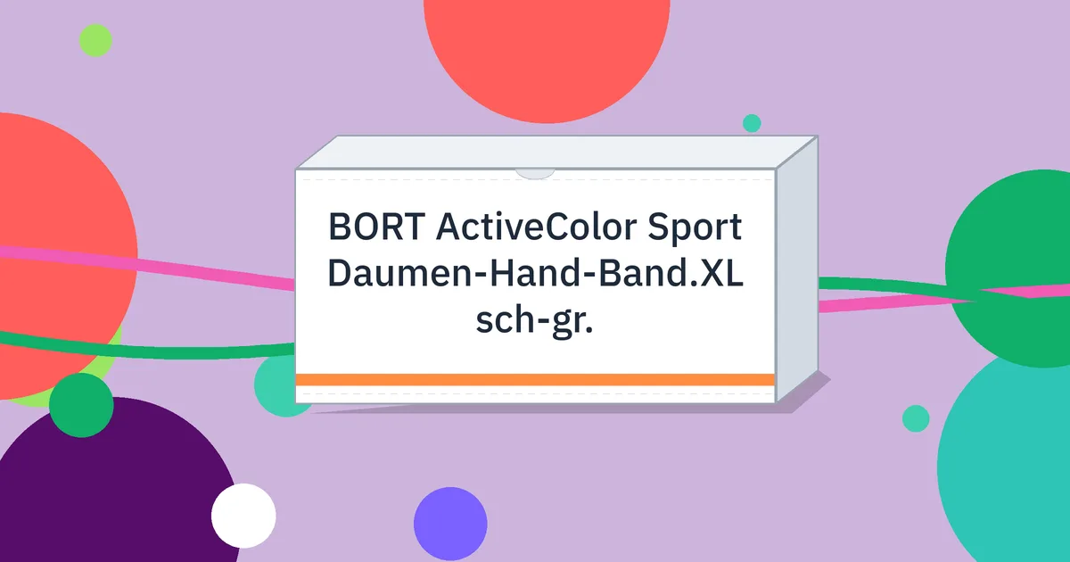 Symbolbild: Packung mit der Aufschrift BORT ActiveColor Sport Daumen-Hand-Band.XL sch-gr. (PZN 12573965) – Verfügbarkeit und Bezug in Apotheken in Frankfurt am Main
