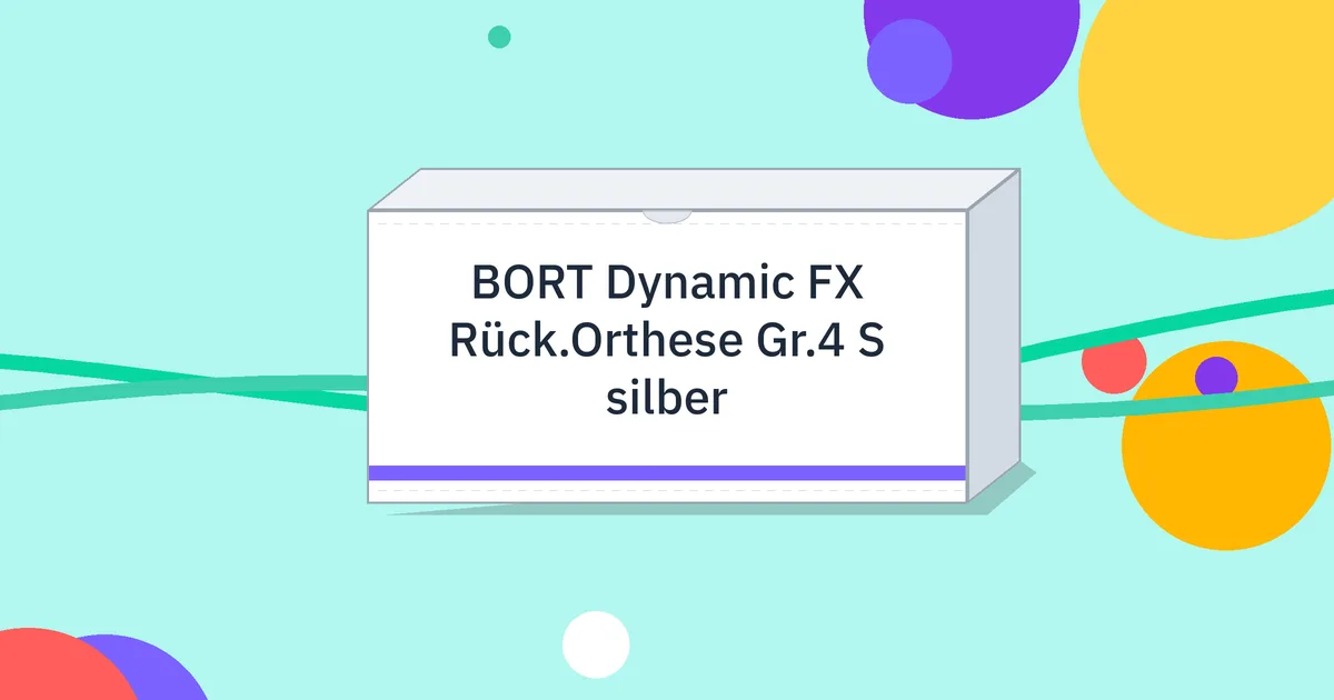 Symbolbild: Packung mit der Aufschrift BORT Dynamic FX Rück.Orthese Gr.4 S silber (PZN 07669516) – Verfügbarkeit und Bezug in Apotheken in Frankfurt am Main