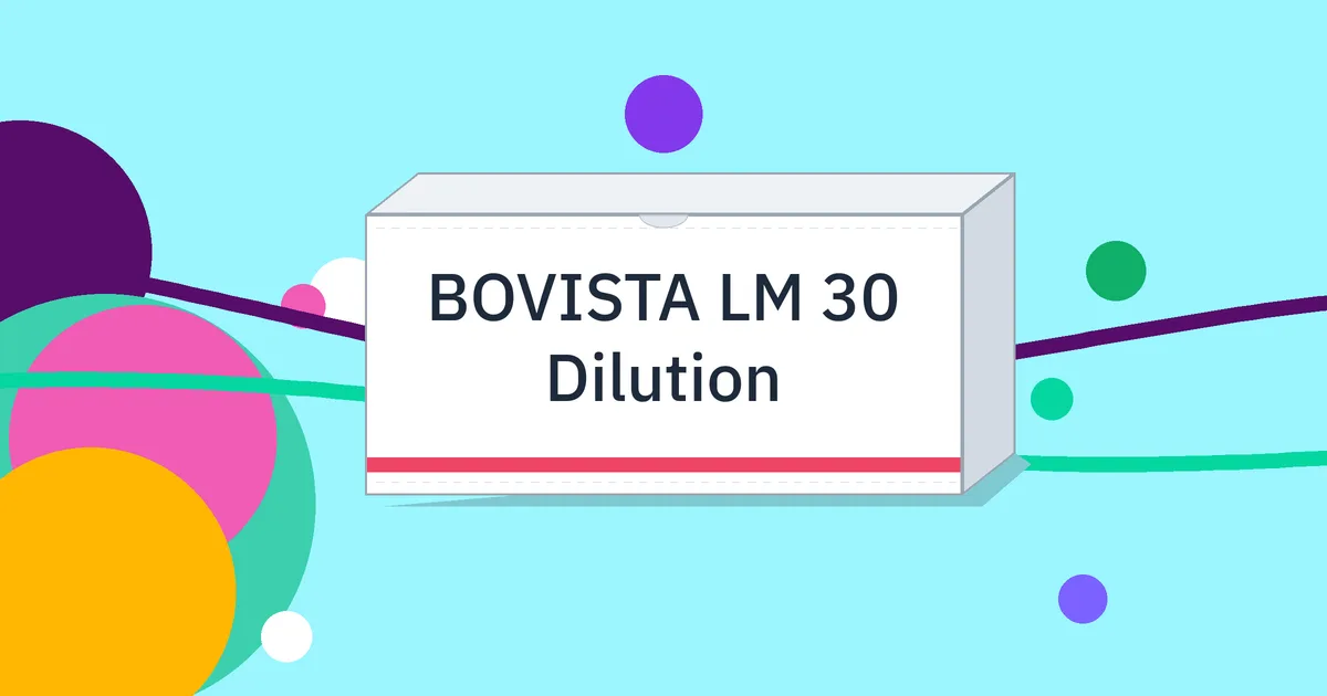 Symbolbild: Packung mit der Aufschrift BOVISTA LM 30 Dilution (PZN 13394377) – Verfügbarkeit und Bezug in Apotheken in Frankfurt am Main