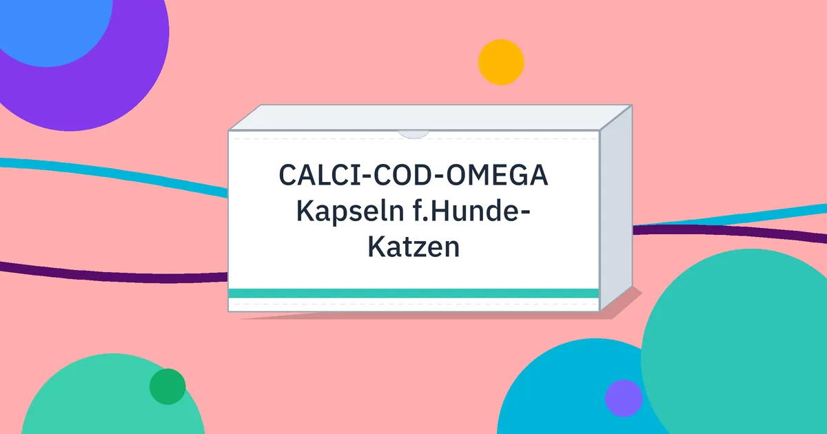 Symbolbild: Packung mit der Aufschrift CALCI-COD-OMEGA Kapseln f.Hunde-Katzen (PZN 19459675) – Verfügbarkeit und Bezug in Apotheken in Frankfurt am Main