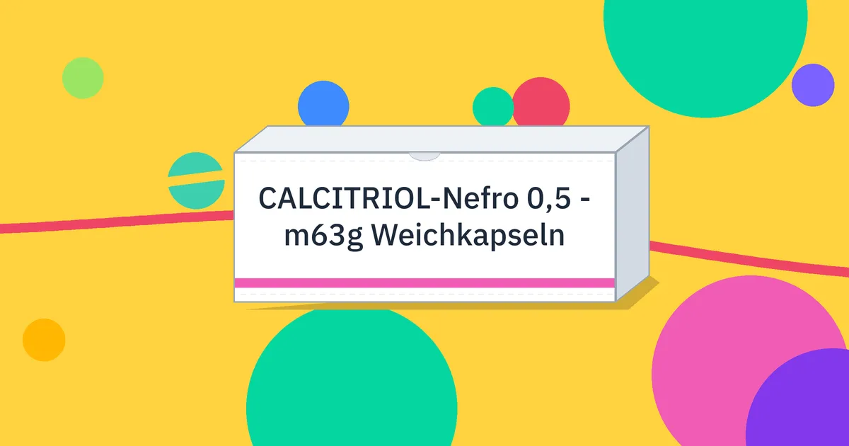 Symbolbild: Packung mit der Aufschrift CALCITRIOL-Nefro 0,5 -m63g Weichkapseln (PZN 03531979) – Verfügbarkeit und Bezug in Apotheken in Frankfurt am Main