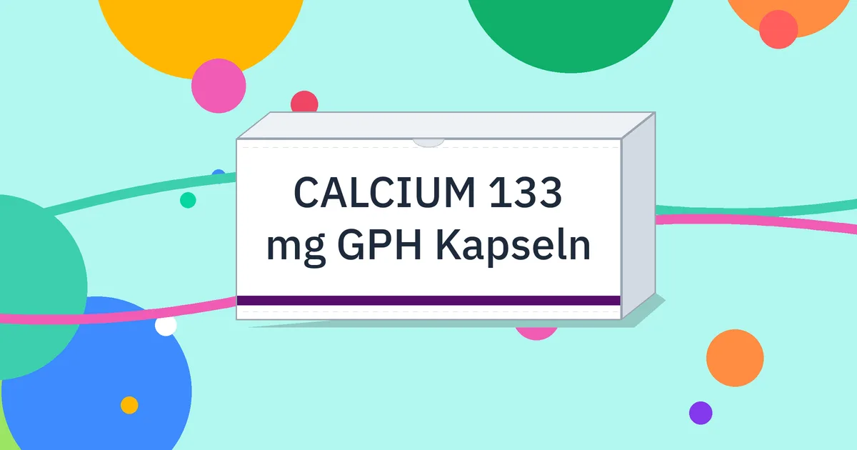 Symbolbild: Packung mit der Aufschrift CALCIUM 133 mg GPH Kapseln (PZN 04413957) – Verfügbarkeit und Bezug in Apotheken in Frankfurt am Main