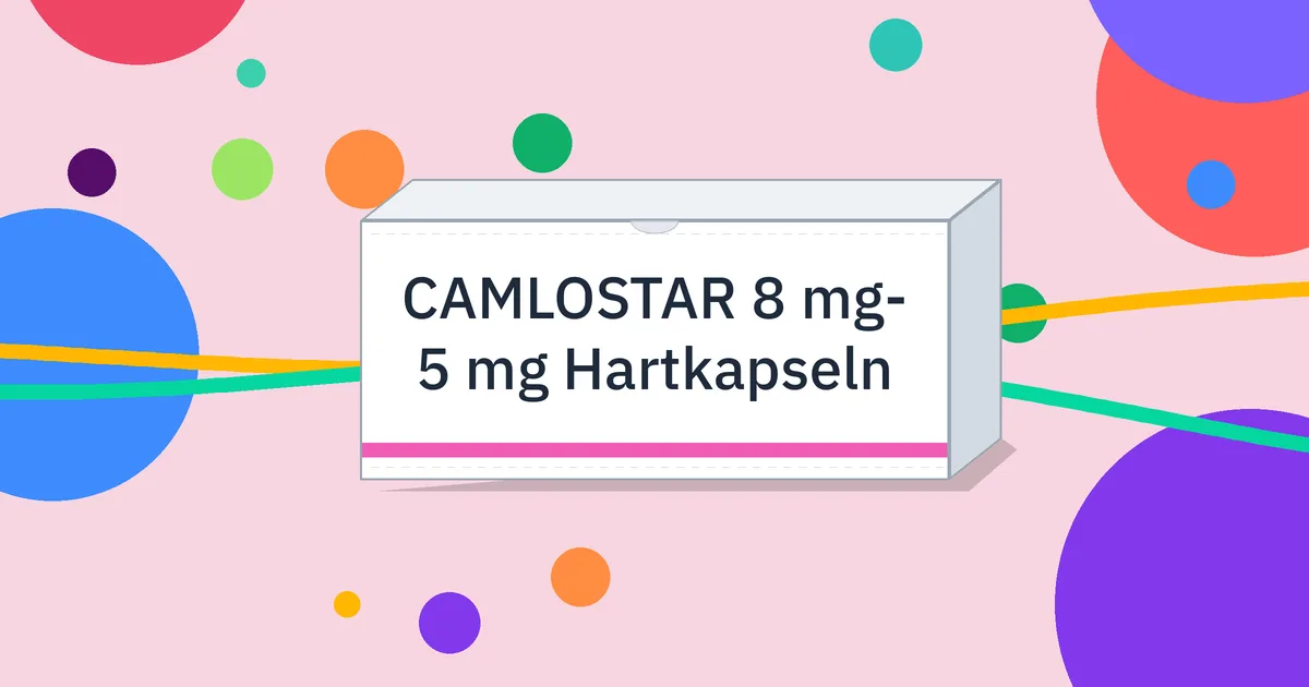 Symbolbild: Packung mit der Aufschrift CAMLOSTAR 8 mg-5 mg Hartkapseln (PZN 12540629) – Verfügbarkeit und Bezug in Apotheken in Frankfurt am Main