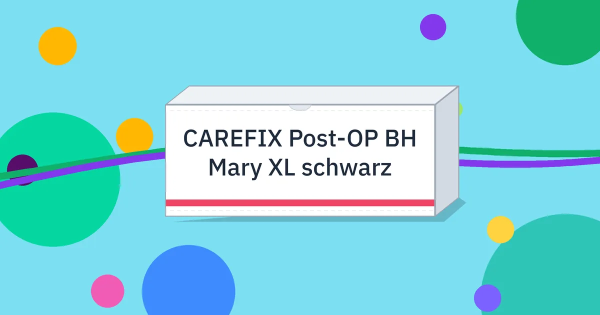 Symbolbild: Packung mit der Aufschrift CAREFIX Post-OP BH Mary XL schwarz (PZN 11583789) – Verfügbarkeit und Bezug in Apotheken in Frankfurt am Main