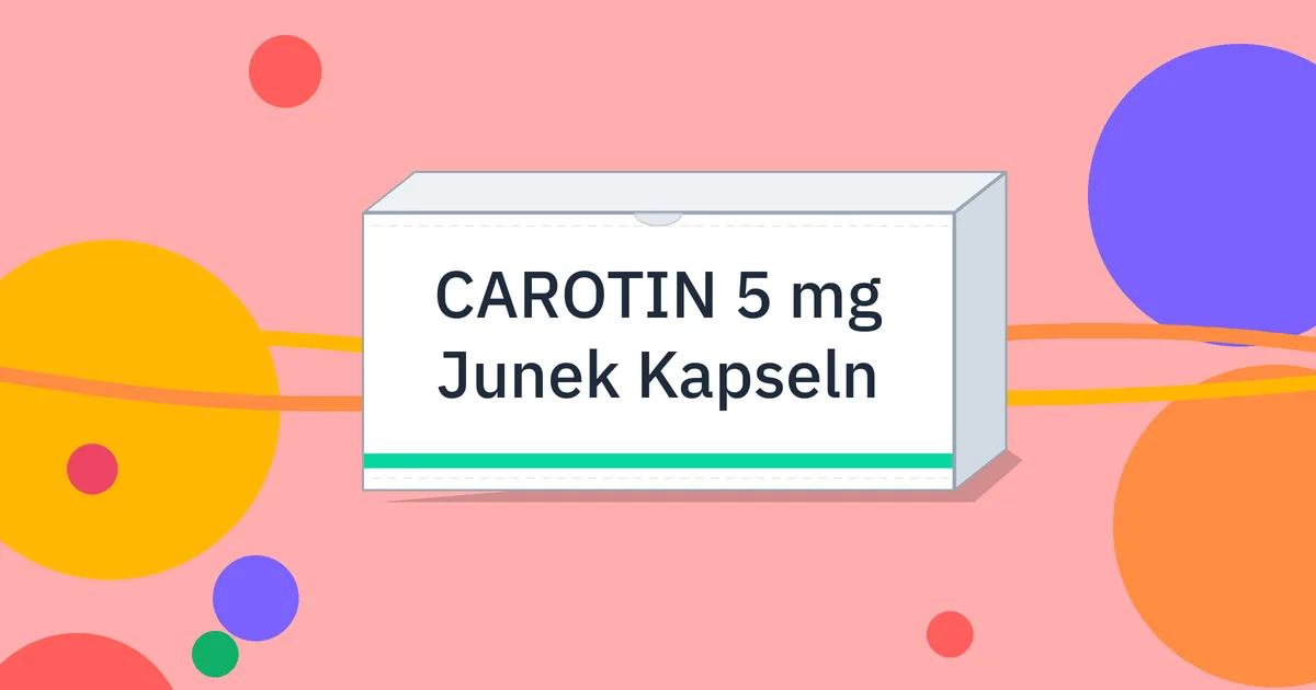 Symbolbild: Packung mit der Aufschrift CAROTIN 5 mg Junek Kapseln (PZN 07088245) – Verfügbarkeit und Bezug in Apotheken in Frankfurt am Main