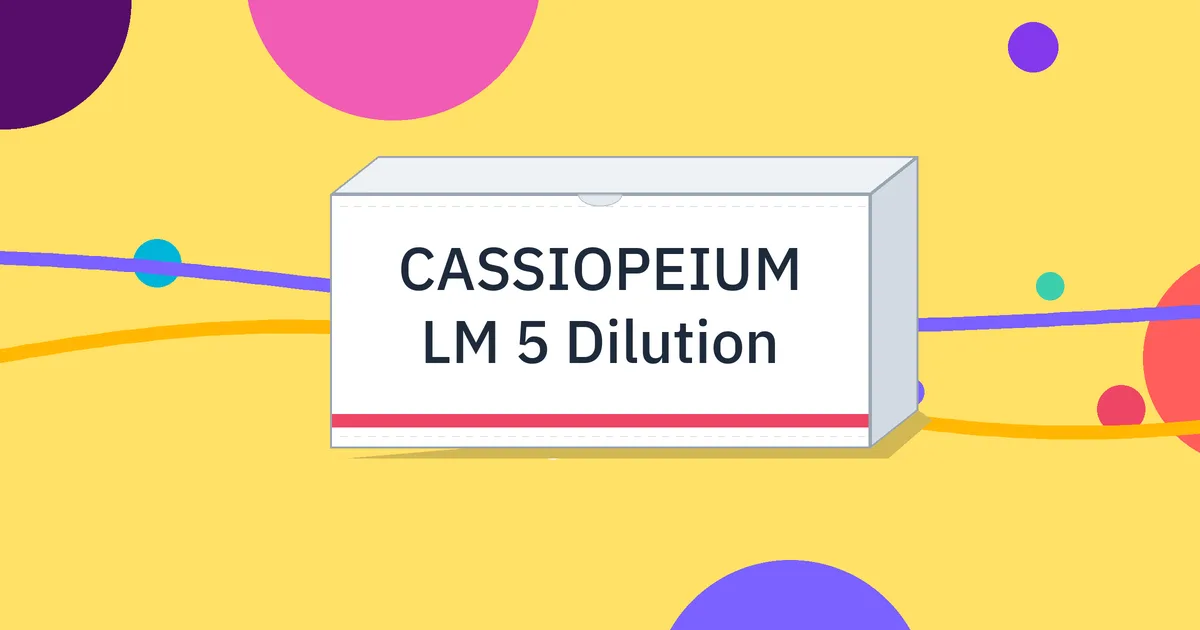 Symbolbild: Packung mit der Aufschrift CASSIOPEIUM LM 5 Dilution (PZN 13433769) – Verfügbarkeit und Bezug in Apotheken in Frankfurt am Main