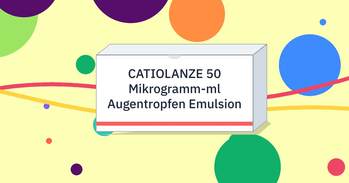 Symbolbild: Packung mit der Aufschrift CATIOLANZE 50 Mikrogramm-ml Augentropfen Emulsion (PZN 20176758) – Verfügbarkeit und Bezug in Apotheken in Frankfurt am Main