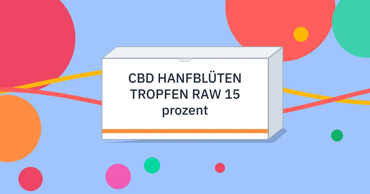 Symbolbild: Packung mit der Aufschrift CBD HANFBLÜTEN TROPFEN RAW 15 prozent (PZN 15435991) – Verfügbarkeit und Bezug in Apotheken in Frankfurt am Main