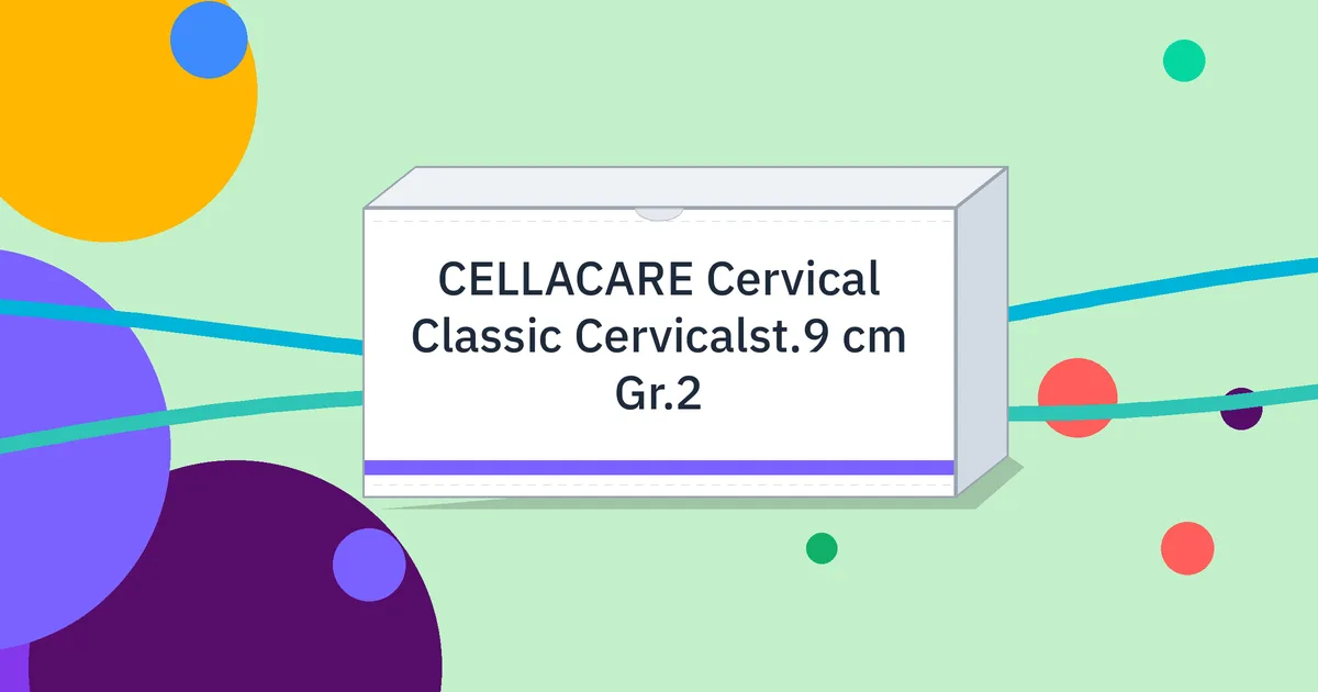Symbolbild: Packung mit der Aufschrift CELLACARE Cervical Classic Cervicalst.9 cm Gr.2 (PZN 11125012) – Verfügbarkeit und Bezug in Apotheken in Frankfurt am Main