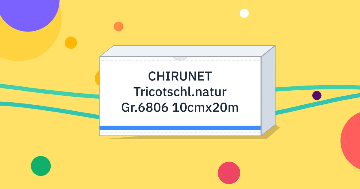 Symbolbild: Packung mit der Aufschrift CHIRUNET Tricotschl.natur Gr.6806 10cmx20m (PZN 08536786) – Verfügbarkeit und Bezug in Apotheken in Frankfurt am Main
