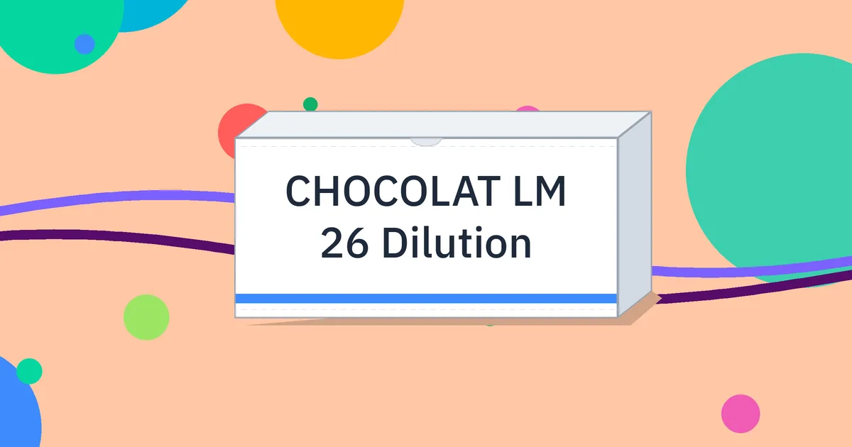Symbolbild: Packung mit der Aufschrift CHOCOLAT LM 26 Dilution (PZN 12817060) – Verfügbarkeit und Bezug in Apotheken in Frankfurt am Main