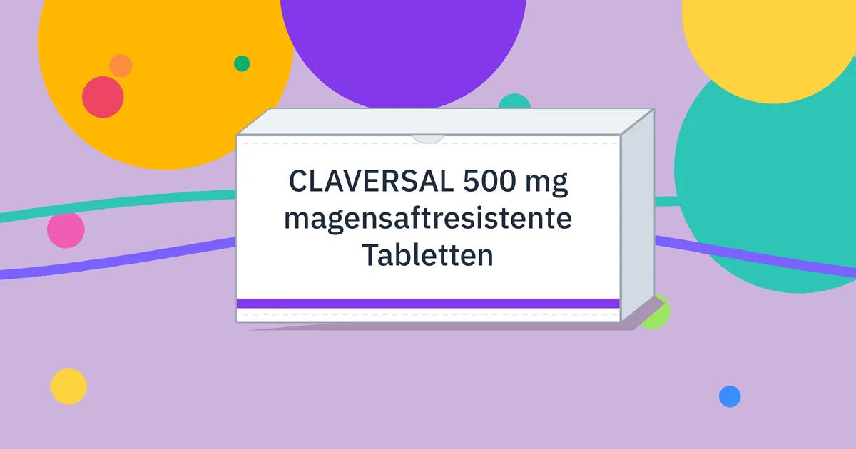 Symbolbild: Packung mit der Aufschrift CLAVERSAL 500 mg magensaftresistente Tabletten (PZN 03555017) – Verfügbarkeit und Bezug in Apotheken in Frankfurt am Main