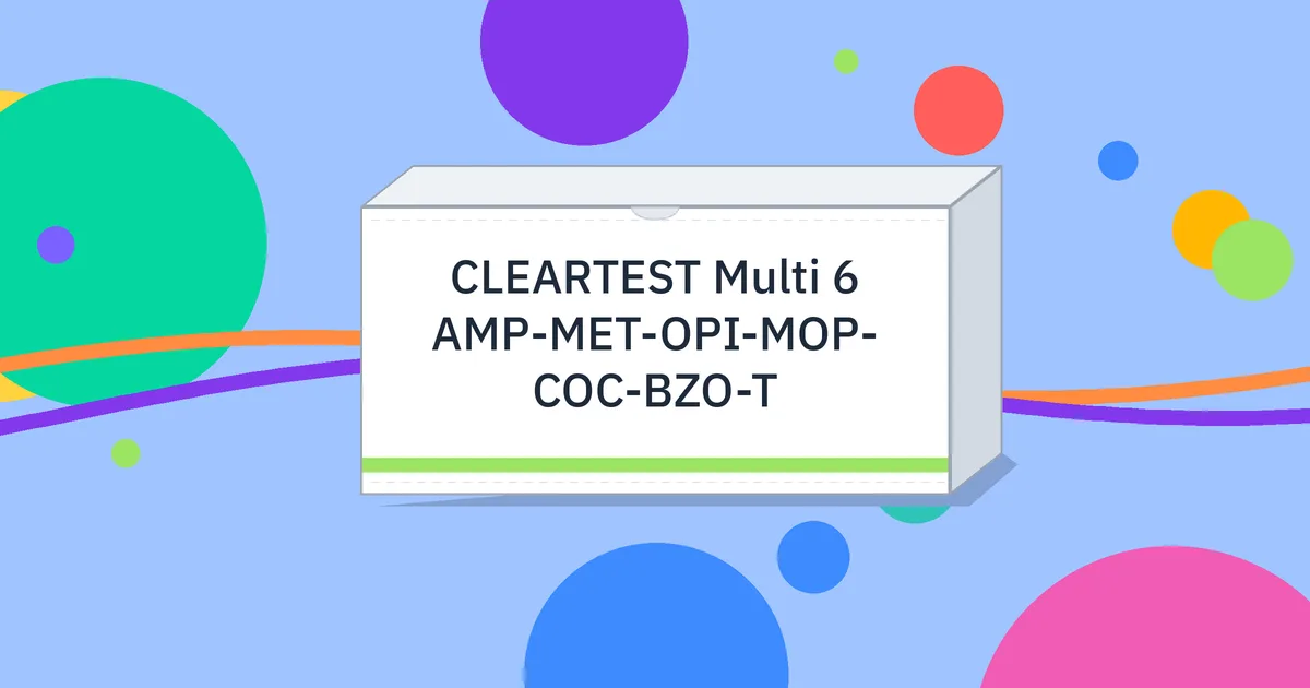Symbolbild: Packung mit der Aufschrift CLEARTEST Multi 6 AMP-MET-OPI-MOP-COC-BZO-T (PZN 19723238) – Verfügbarkeit und Bezug in Apotheken in Frankfurt am Main