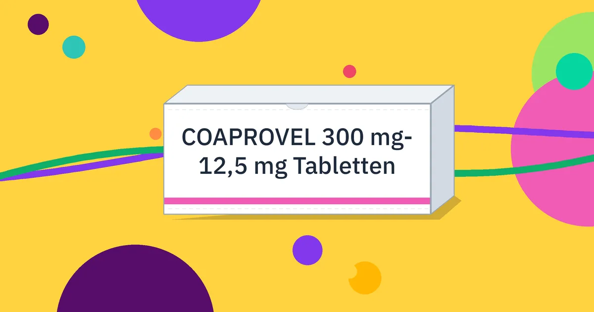Symbolbild: Packung mit der Aufschrift COAPROVEL 300 mg-12,5 mg Tabletten (PZN 16397809) – Verfügbarkeit und Bezug in Apotheken in Frankfurt am Main