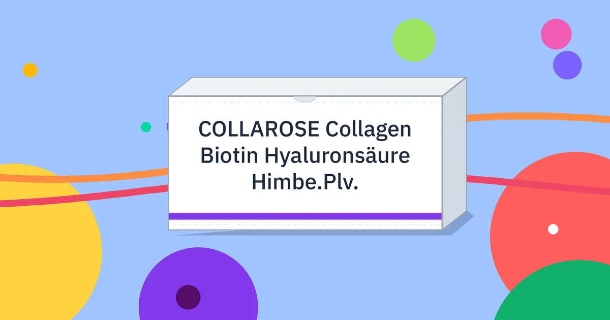 Symbolbild: Packung mit der Aufschrift COLLAROSE Collagen Biotin Hyaluronsäure Himbe.Plv. (PZN 20609341) – Verfügbarkeit und Bezug in Apotheken in Frankfurt am Main