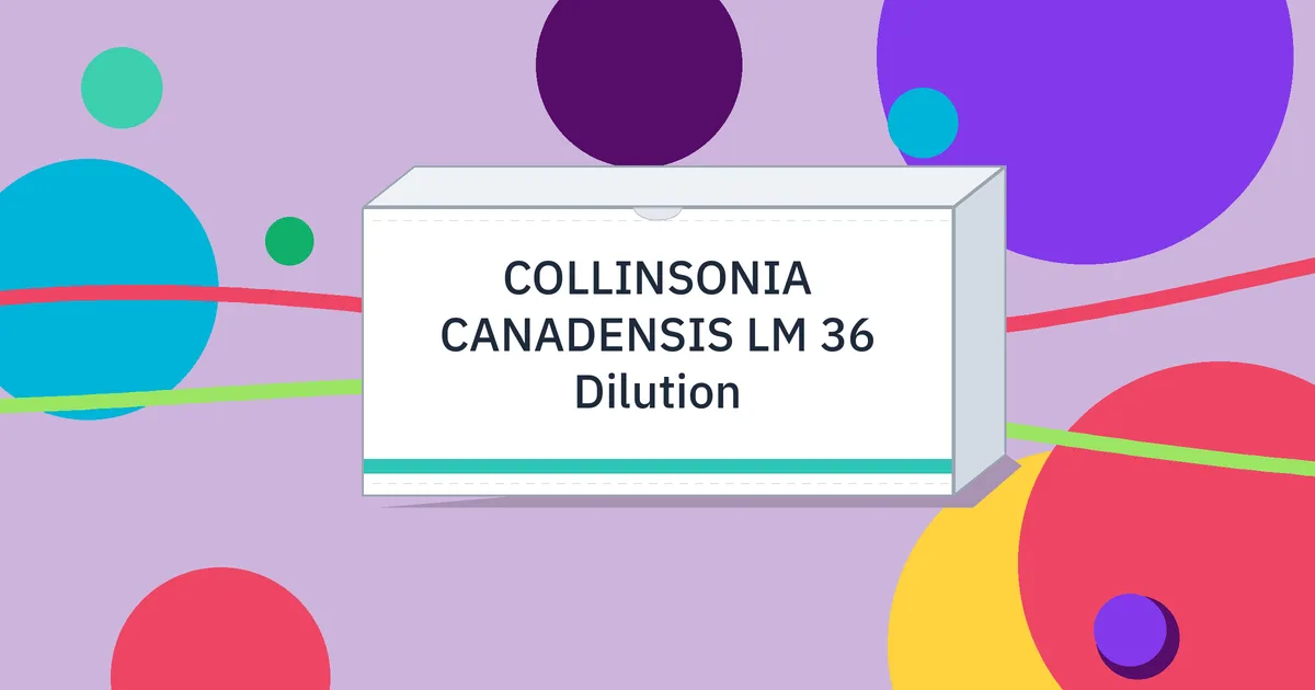 Symbolbild: Packung mit der Aufschrift COLLINSONIA CANADENSIS LM 36 Dilution (PZN 13448044) – Verfügbarkeit und Bezug in Apotheken in Frankfurt am Main