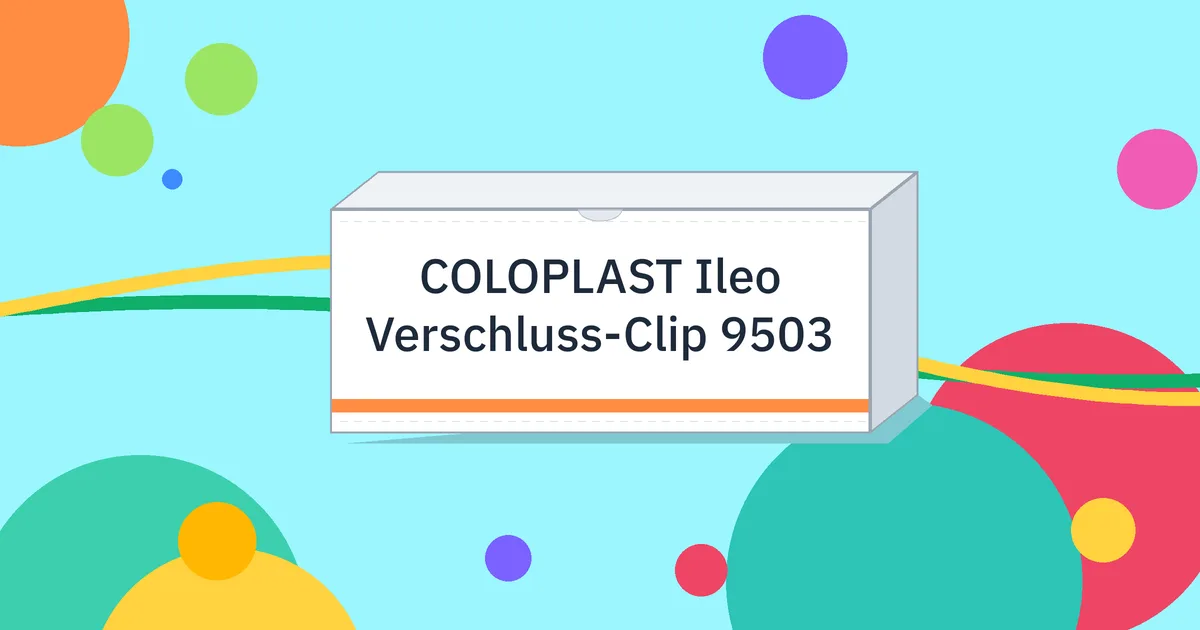 Symbolbild: Packung mit der Aufschrift COLOPLAST Ileo Verschluss-Clip 9503 (PZN 08635904) – Verfügbarkeit und Bezug in Apotheken in Frankfurt am Main
