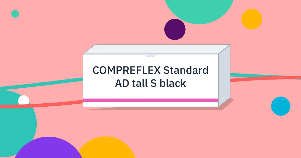 Symbolbild: Packung mit der Aufschrift COMPREFLEX Standard AD tall S black (PZN 19534891) – Verfügbarkeit und Bezug in Apotheken in Frankfurt am Main