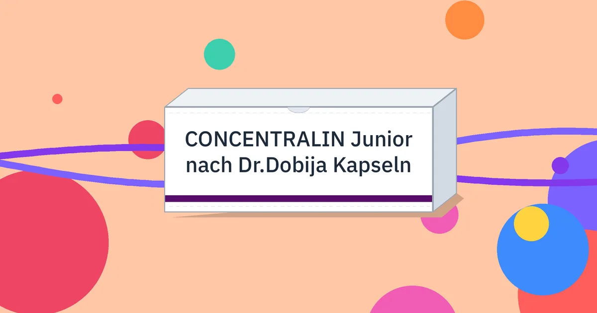 Symbolbild: Packung mit der Aufschrift CONCENTRALIN Junior nach Dr.Dobija Kapseln (PZN 19505872) – Verfügbarkeit und Bezug in Apotheken in Frankfurt am Main