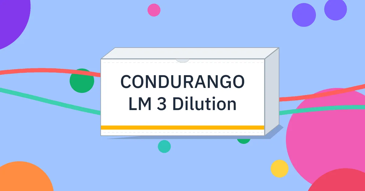 Symbolbild: Packung mit der Aufschrift CONDURANGO LM 3 Dilution (PZN 13449581) – Verfügbarkeit und Bezug in Apotheken in Frankfurt am Main