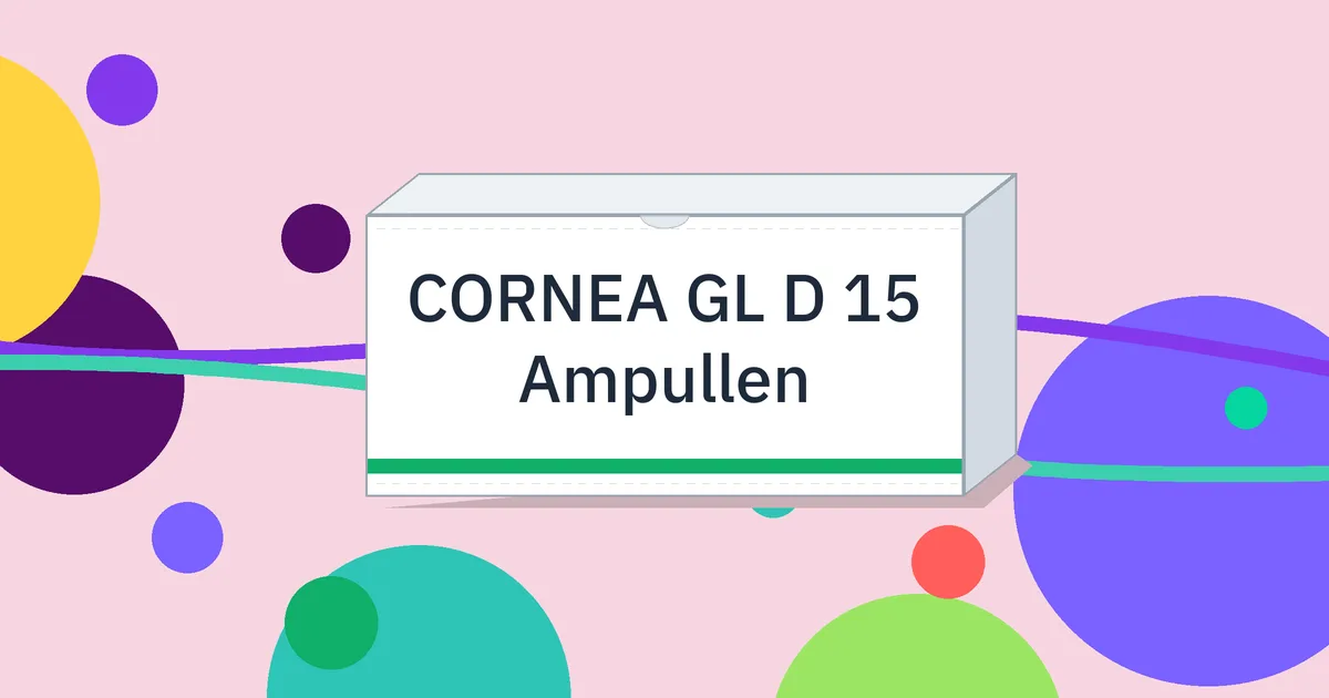 Symbolbild: Packung mit der Aufschrift CORNEA GL D 15 Ampullen (PZN 02914649) – Verfügbarkeit und Bezug in Apotheken in Frankfurt am Main