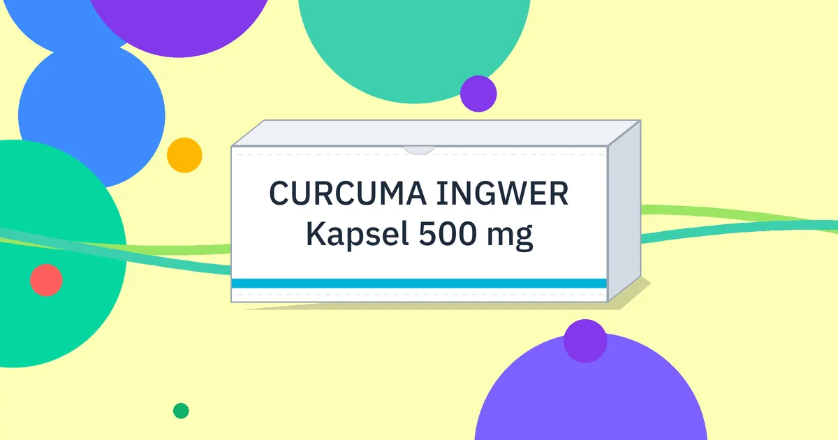Symbolbild: Packung mit der Aufschrift CURCUMA INGWER Kapsel 500 mg (PZN 18884353) – Verfügbarkeit und Bezug in Apotheken in Frankfurt am Main