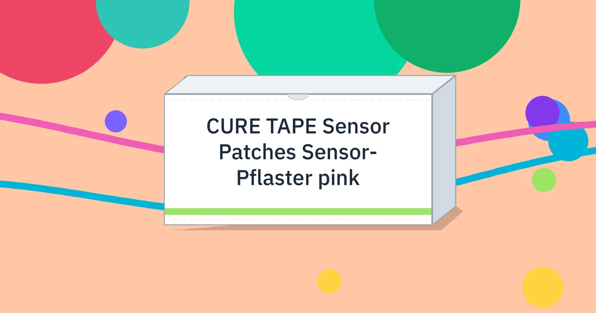 Symbolbild: Packung mit der Aufschrift CURE TAPE Sensor Patches Sensor-Pflaster pink (PZN 18885447) – Verfügbarkeit und Bezug in Apotheken in Frankfurt am Main