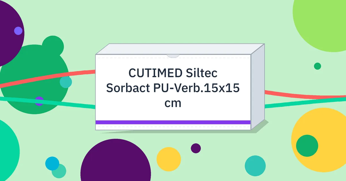 Symbolbild: Packung mit der Aufschrift CUTIMED Siltec Sorbact PU-Verb.15x15 cm (PZN 16828729) – Verfügbarkeit und Bezug in Apotheken in Frankfurt am Main