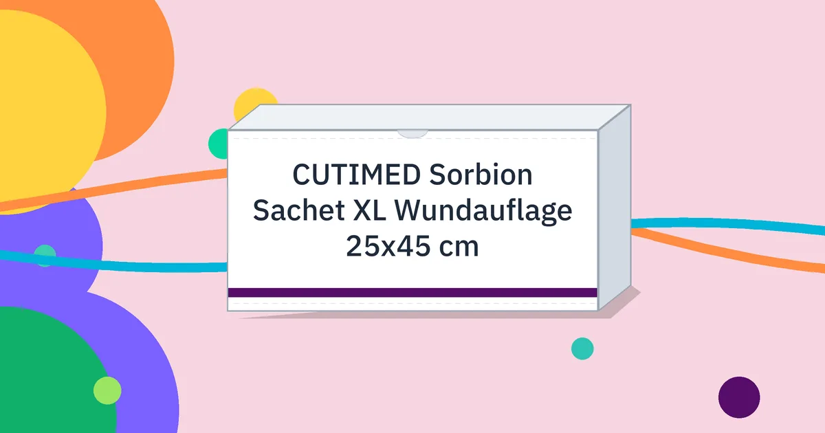 Symbolbild: Packung mit der Aufschrift CUTIMED Sorbion Sachet XL Wundauflage 25x45 cm (PZN 17310839) – Verfügbarkeit und Bezug in Apotheken in Frankfurt am Main