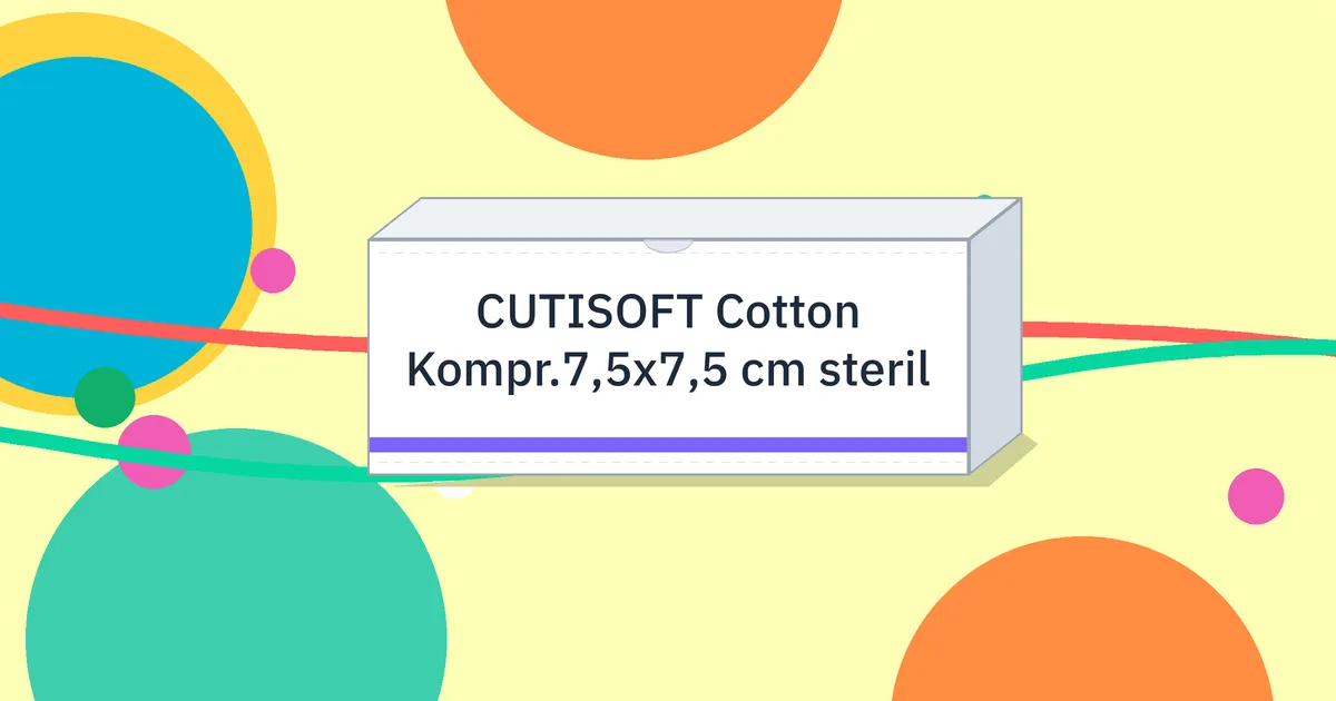 Symbolbild: Packung mit der Aufschrift CUTISOFT Cotton Kompr.7,5x7,5 cm steril (PZN 12656220) – Verfügbarkeit und Bezug in Apotheken in Frankfurt am Main