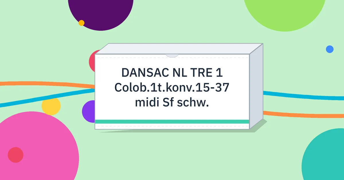 Symbolbild: Packung mit der Aufschrift DANSAC NL TRE 1 Colob.1t.konv.15-37 midi Sf schw. (PZN 19745004) – Verfügbarkeit und Bezug in Apotheken in Frankfurt am Main