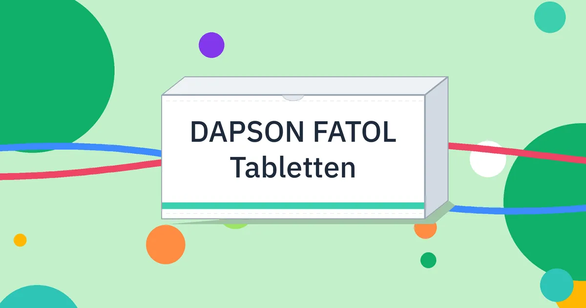 Symbolbild: Packung mit der Aufschrift DAPSON FATOL Tabletten (PZN 03080057) – Verfügbarkeit und Bezug in Apotheken in Frankfurt am Main