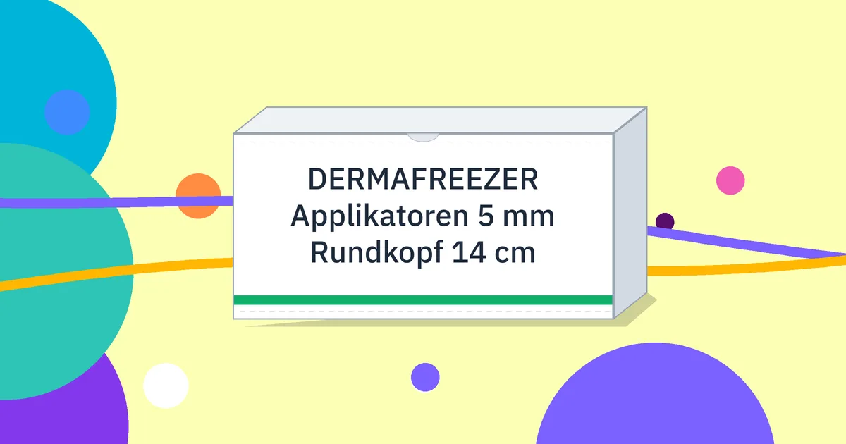Symbolbild: Packung mit der Aufschrift DERMAFREEZER Applikatoren 5 mm Rundkopf 14 cm (PZN 07318478) – Verfügbarkeit und Bezug in Apotheken in Frankfurt am Main