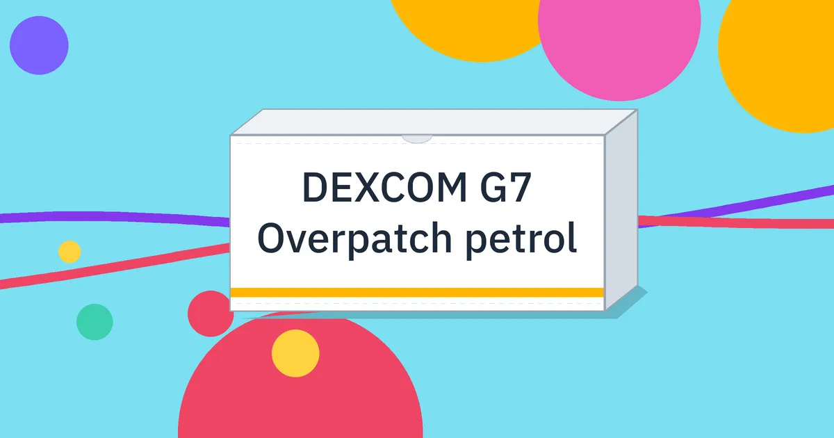 Symbolbild: Packung mit der Aufschrift DEXCOM G7 Overpatch petrol (PZN 19866050) – Verfügbarkeit und Bezug in Apotheken in Frankfurt am Main