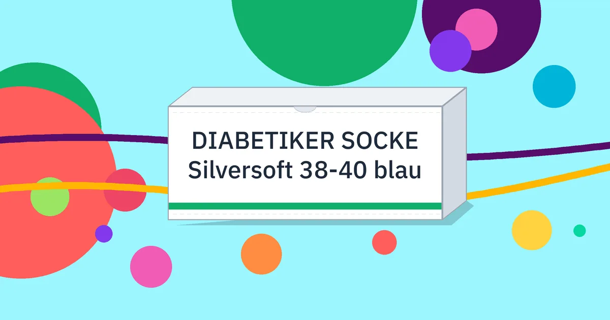 Symbolbild: Packung mit der Aufschrift DIABETIKER SOCKE Silversoft 38-40 blau (PZN 01896168) – Verfügbarkeit und Bezug in Apotheken in Frankfurt am Main