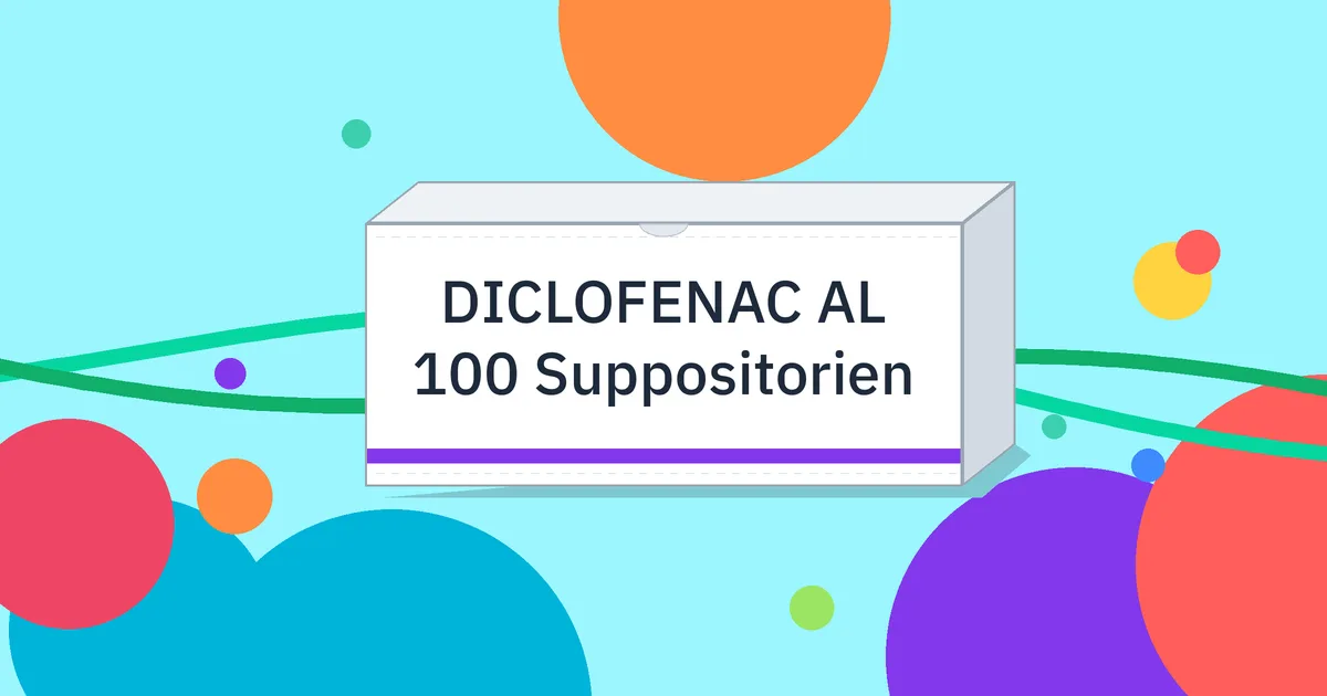 Symbolbild: Packung mit der Aufschrift DICLOFENAC AL 100 Suppositorien (PZN 05904841) – Verfügbarkeit und Bezug in Apotheken in Frankfurt am Main