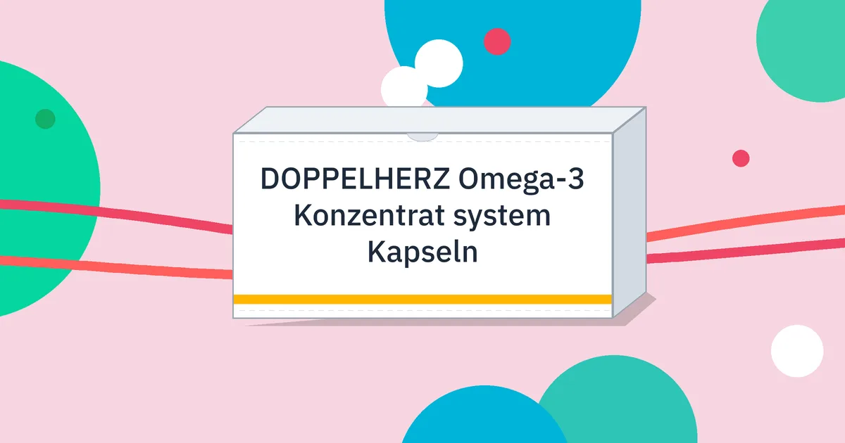 Symbolbild: Packung mit der Aufschrift DOPPELHERZ Omega-3 Konzentrat system Kapseln (PZN 06132731) – Verfügbarkeit und Bezug in Apotheken in Frankfurt am Main